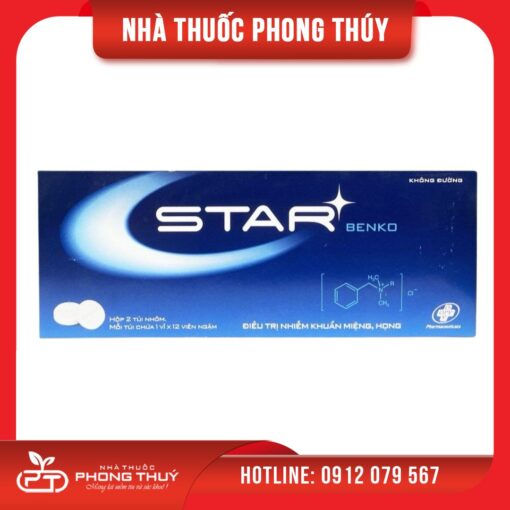 Viên ngậm điều trị nhiễm khuẩn đường miệng, họng Star Benko (24 viên ...